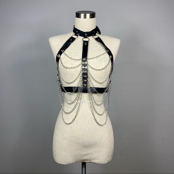 Unlisted | Accessories | Leather Chest Harness W Metal Chain | Poshmark